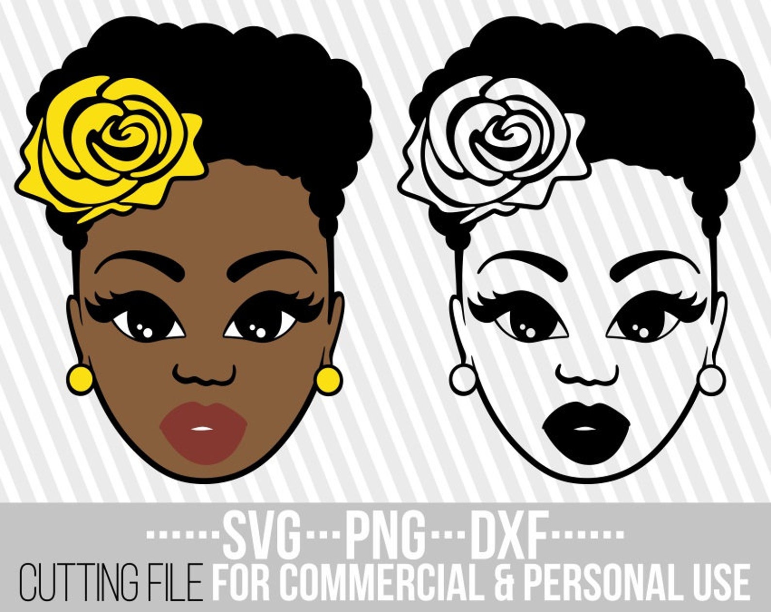 Black Woman With Short Hair Svg Afro Woman Svg Layered Rose | Etsy