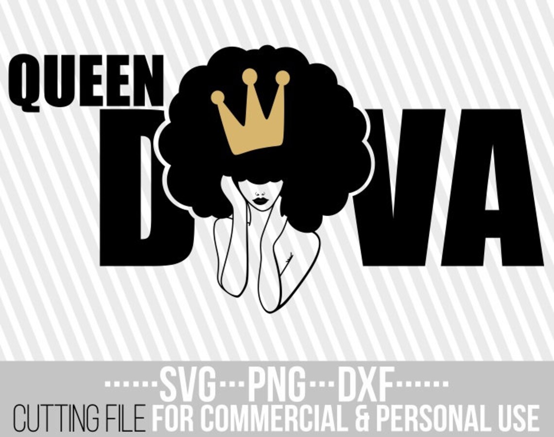 Queen Diva Svg Afro Woman SVG American Woman Crown Svg - Etsy