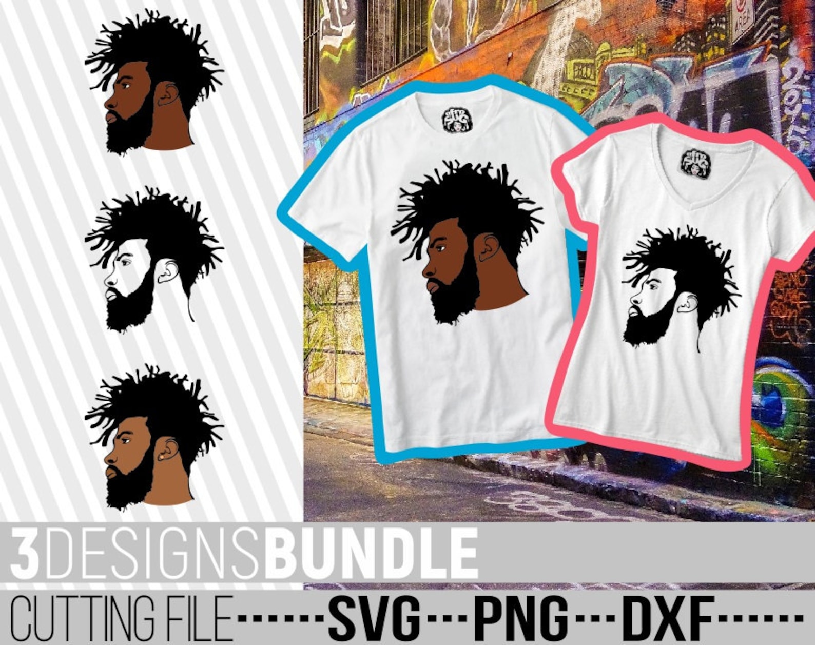 Black Man With Dreadlocks Svg Afro Svg Beard Svg Man Svg - Etsy