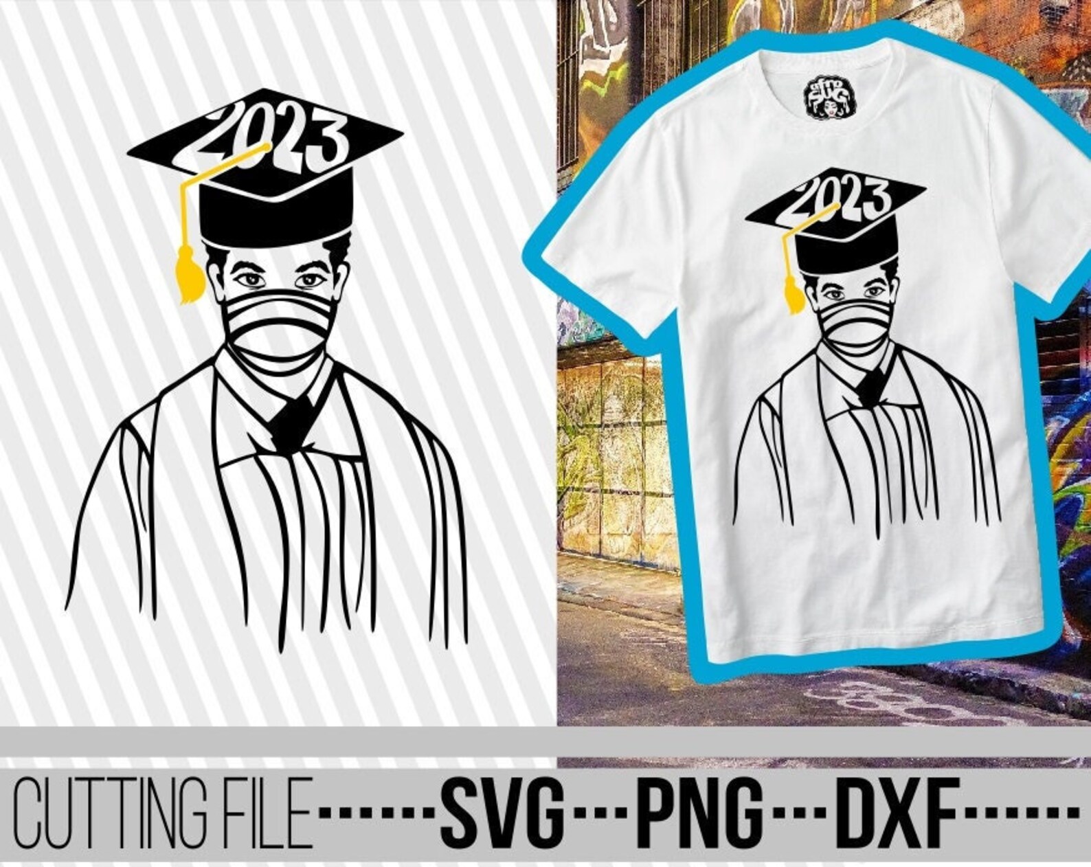 Black Boy in Graduation Hat Svg Mask Svg 2023 Year Svg Grad - Etsy