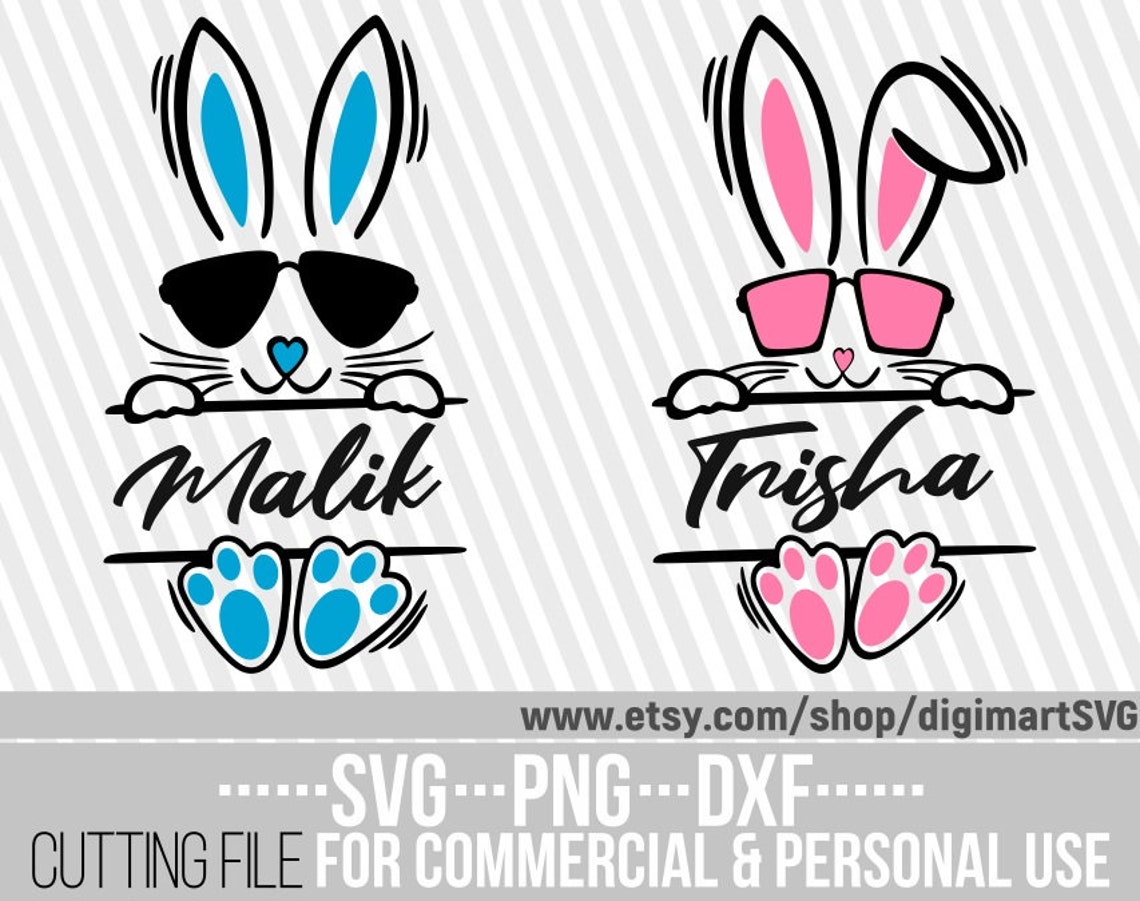 Happy Easter Svg Bunny Name Svg Bunny Ears Svg Monogram | Etsy