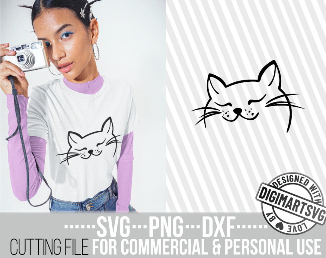 Sweet Cat Face Svg, Cartoon Cat Svg, Cat Lover Svg, Kitty Svg, Funny ...