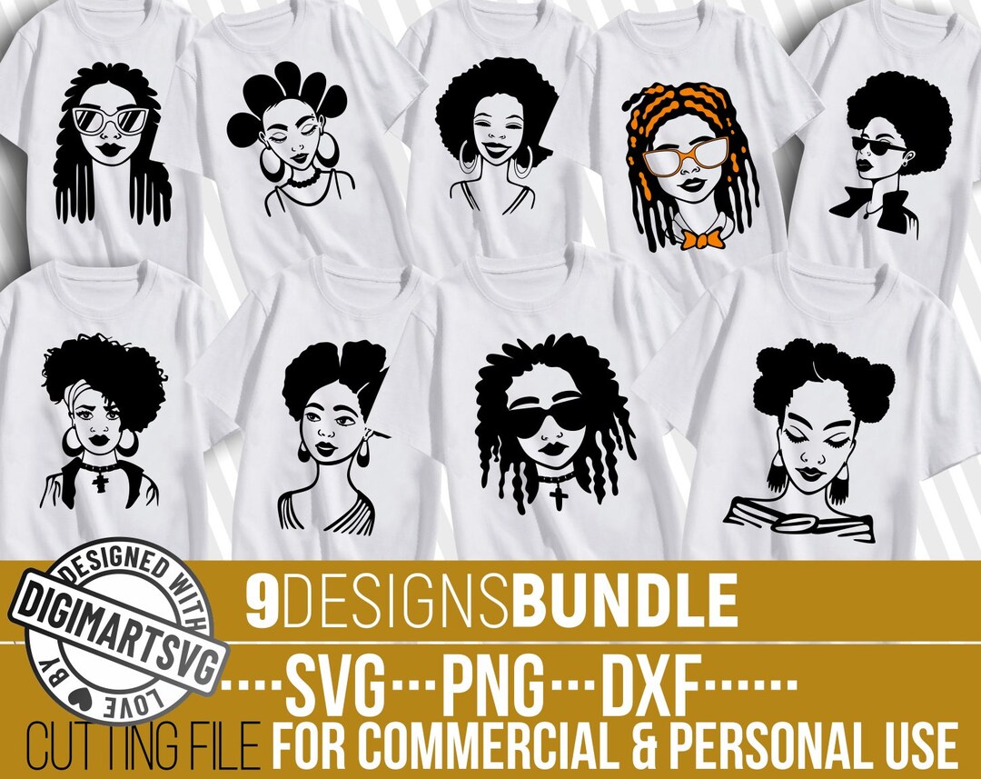 9x Woman Svg Bundle, Melanin Svg, Afro Woman Svg, Curly Hair Svg ...