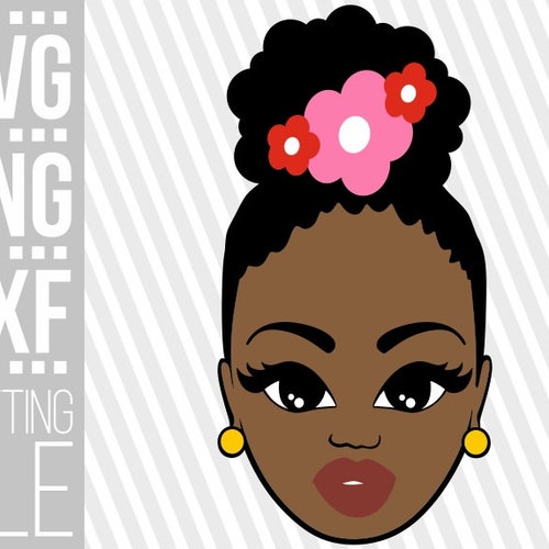 Sweet Black Girl With Earrings Svg Natural Hair Svg Melanin - Etsy