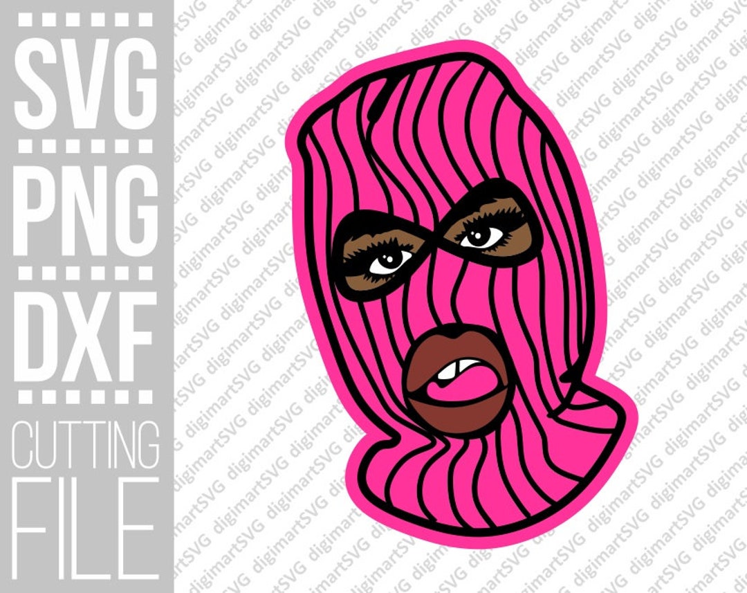 Afro Woman Wearing Pink Ski Mask Svg, Tongue Out Svg, Balaclava Mask ...