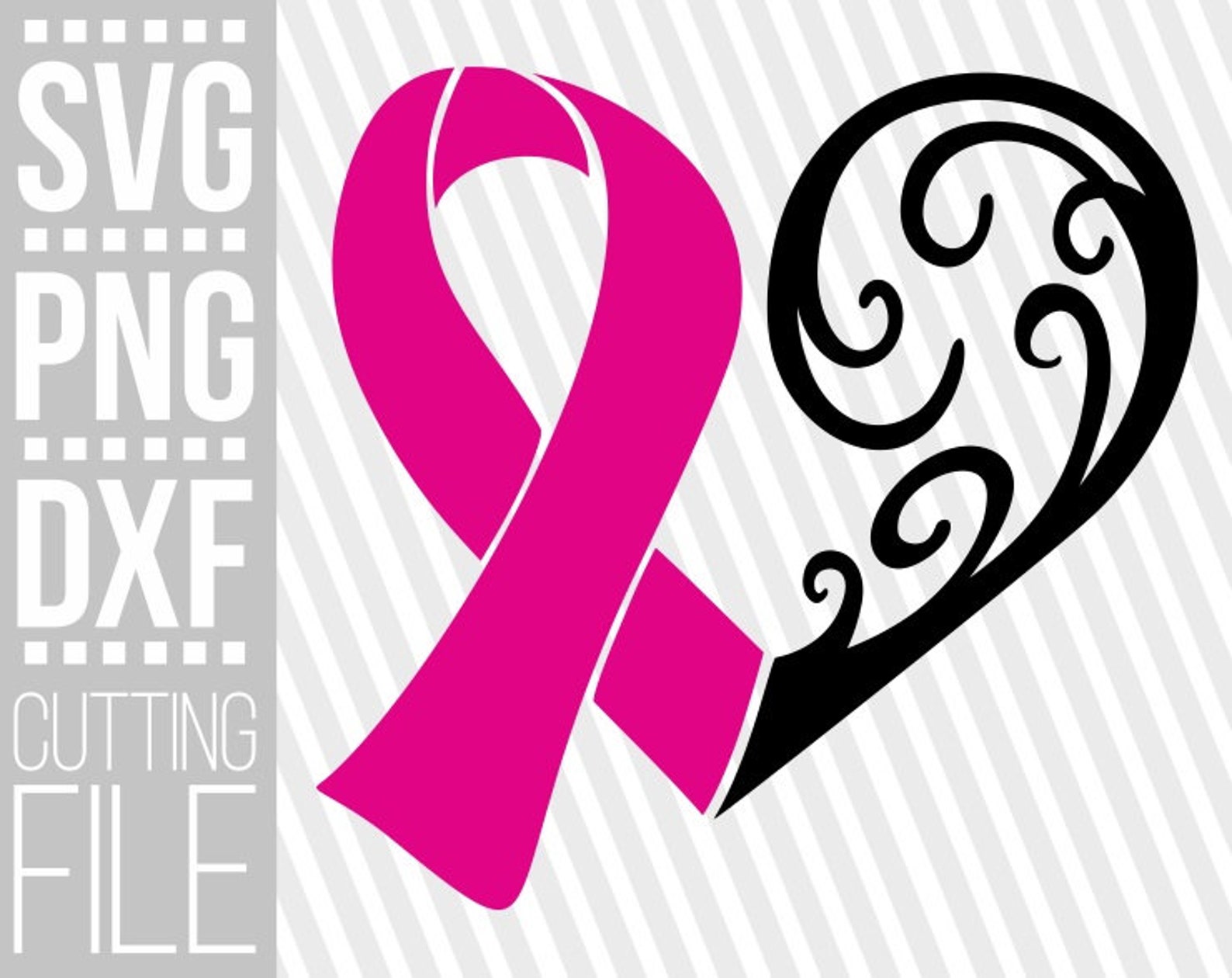 Heart Svg Breast Cancer Pink Ribbon Svg Awareness Ribbon - Etsy