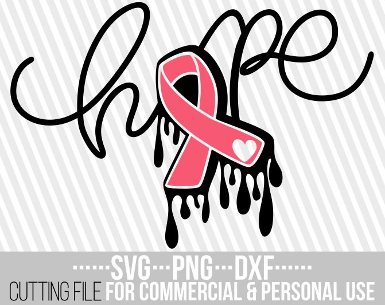 Hope Svg Breast Cancer Pink Ribbon Svg Awareness Ribbon Etsy