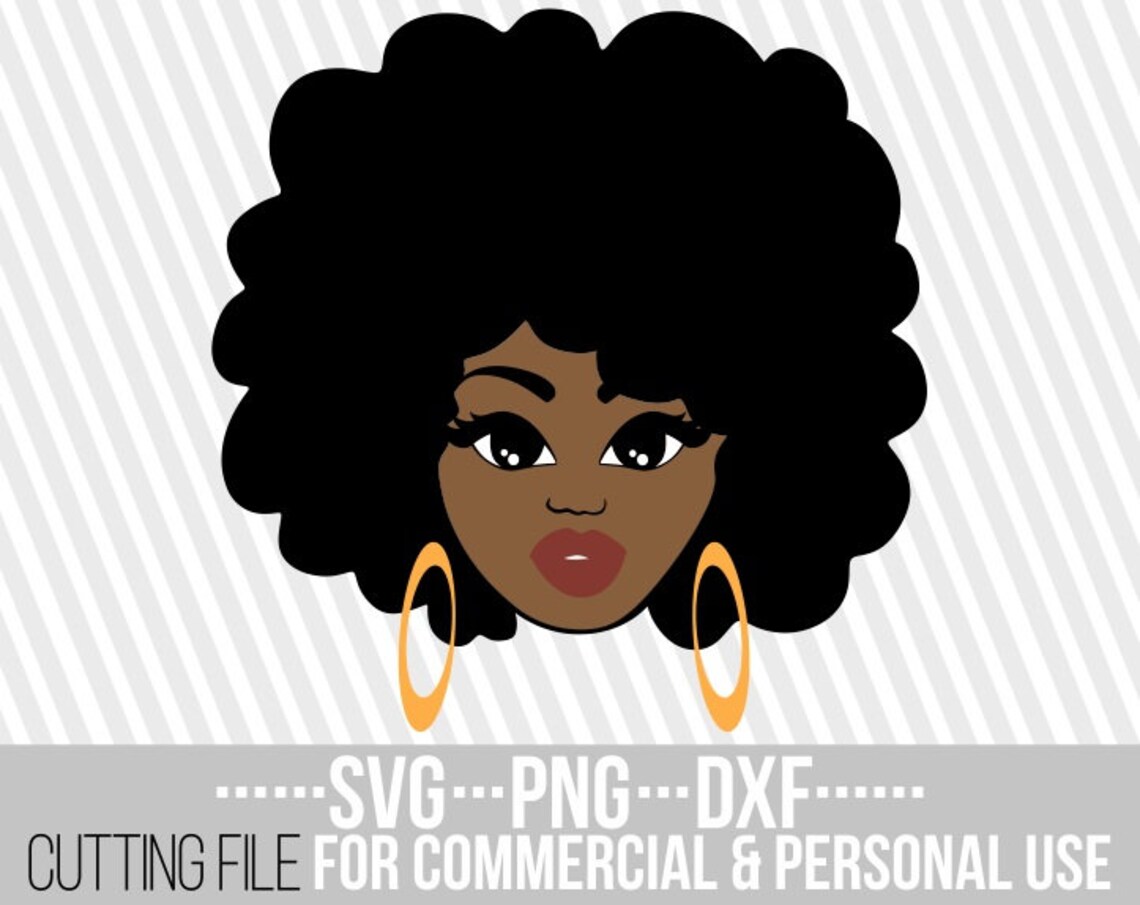 Sweet Black Girl With Earrings Svg, Natural Hair Svg, Melanin, Afro ...