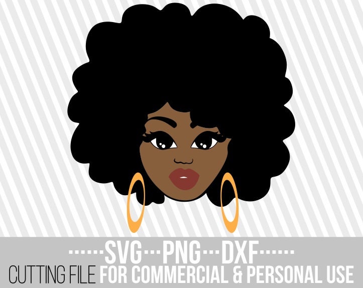 Sweet Black Girl With Earrings Svg Natural Hair Svg Melanin - Etsy