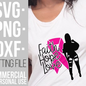 Faith Hope Love Svg, Breast Cancer, Pink Ribbon Svg, Awareness Ribbon ...