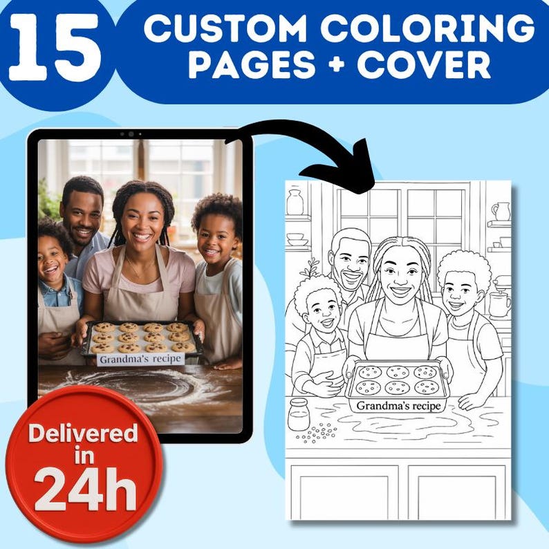 15 Personalized Coloring Pages From Photo, Bundle Custom Sketch ...