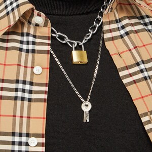 Lock and Key Chain Necklace - Etsy