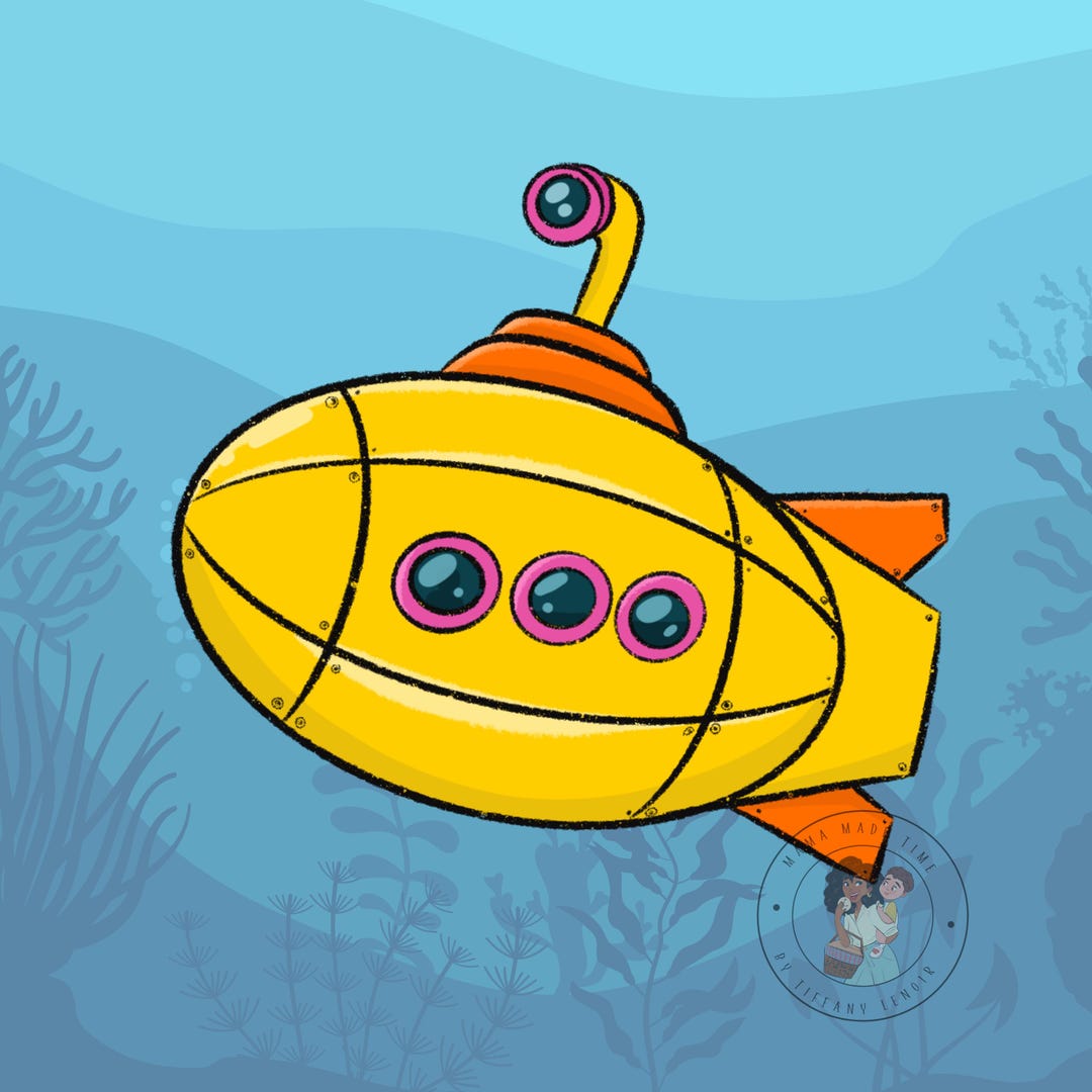 Hand-drawn Submarine Clipart: SVG, PNG (digital Download) - Etsy