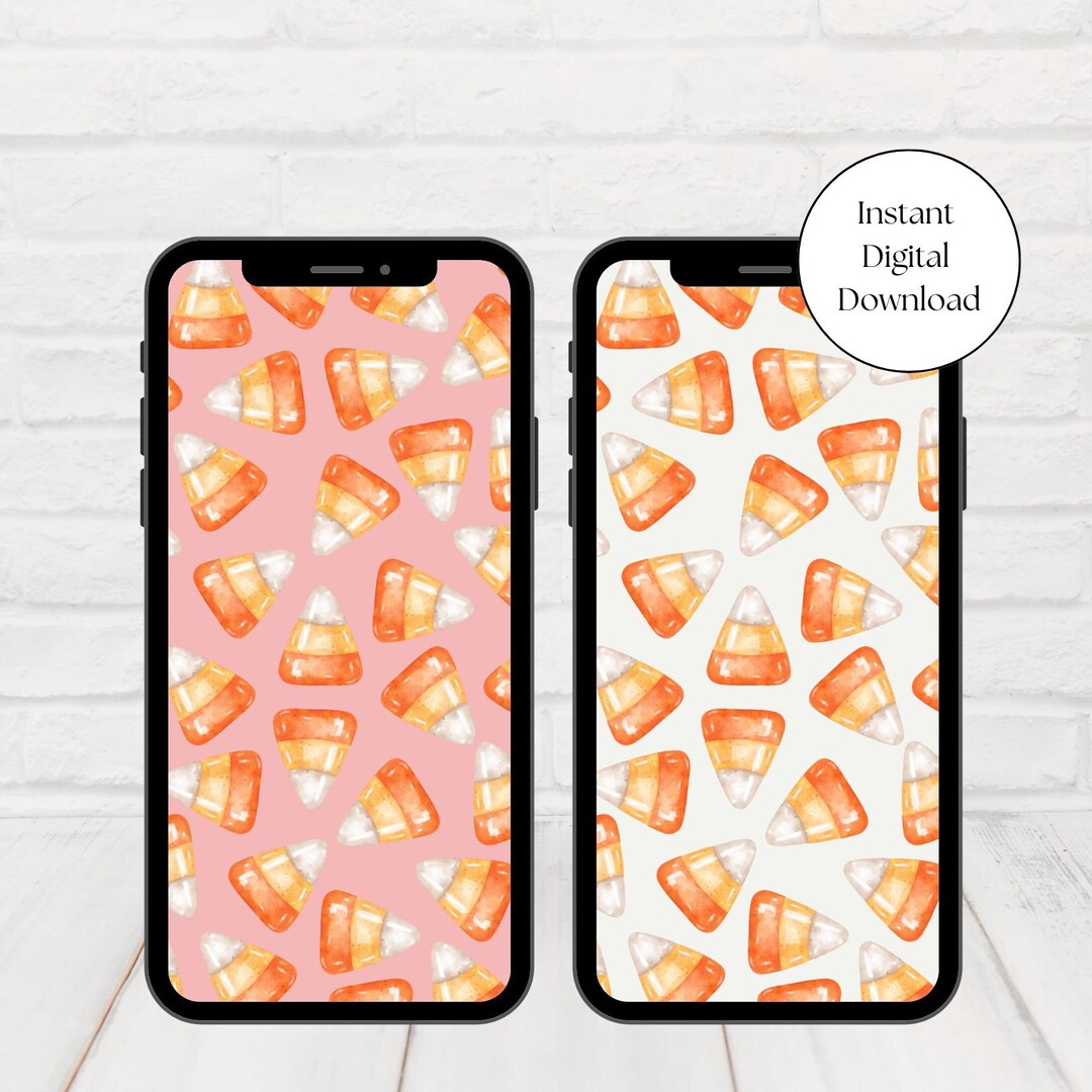 Watercolor Candy Corn Phone Wallpaper: Halloween Lock Screen (digital ...