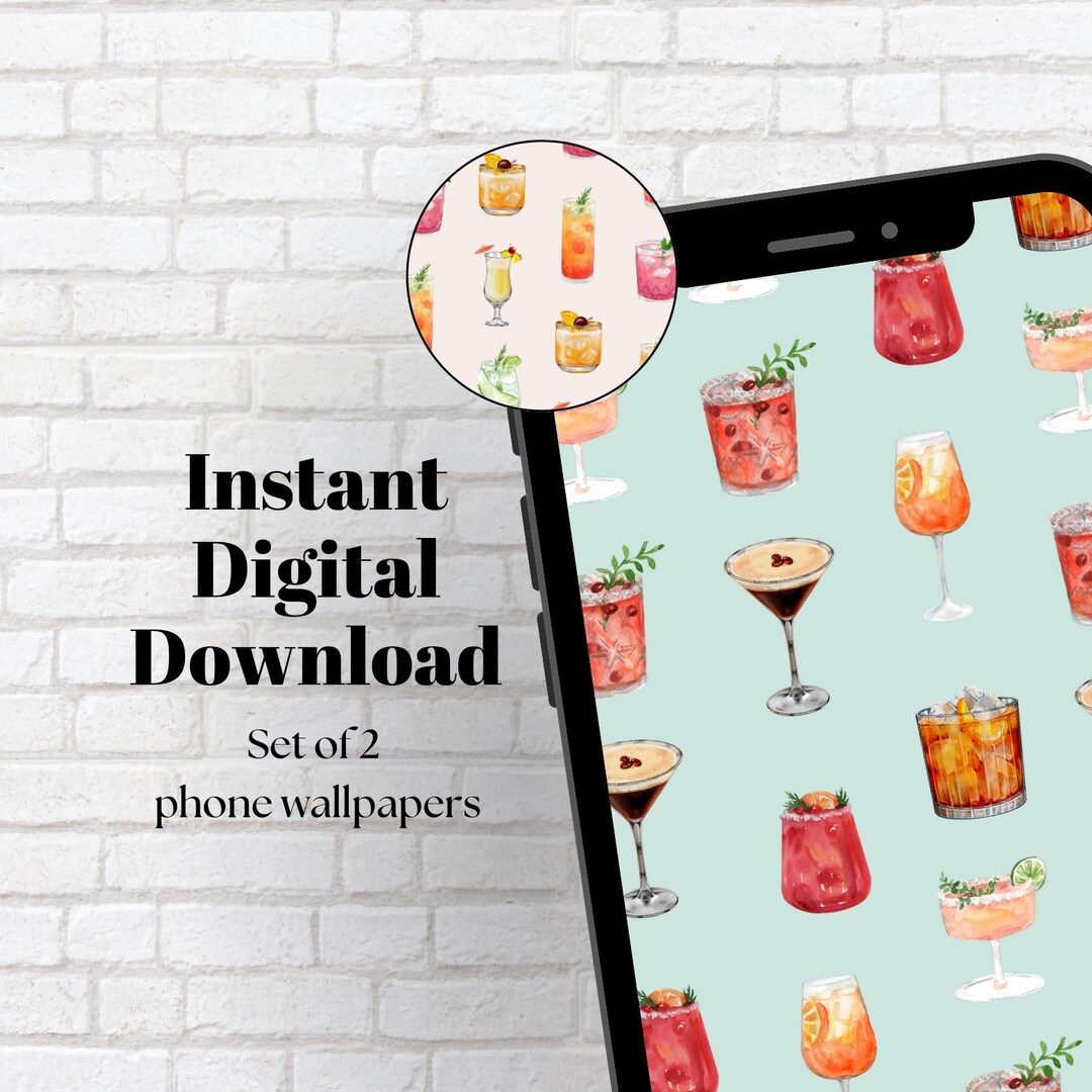 INSTANT Download Digital Wallpaper | Cocktail Wallpaper, Aesthetic ...