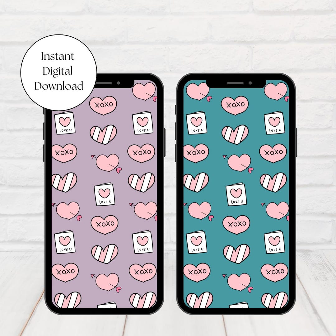 Heart Phone Wallpaper: Valentine's Day Lock Screen (digital Download ...