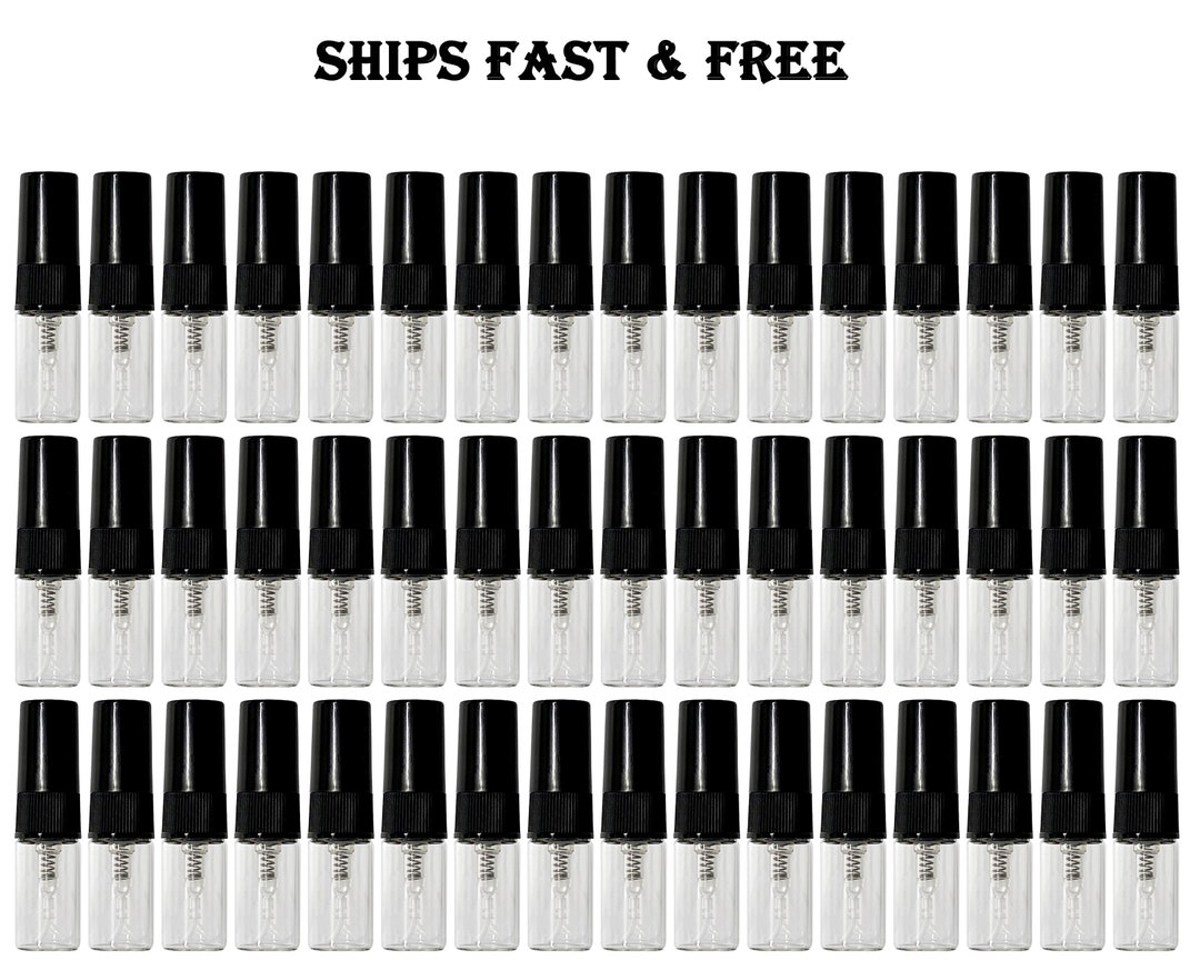 2ml 0.07oz Perfume Clear Glass Bottles Mini Black Atomizer Spray ...