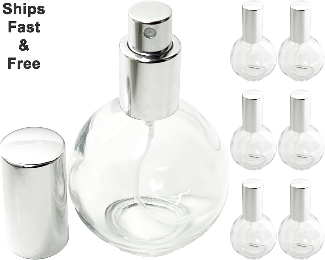 75ml 2.5 Oz Refillable Empty Sphere Glass Perfume Bottles Silver ...