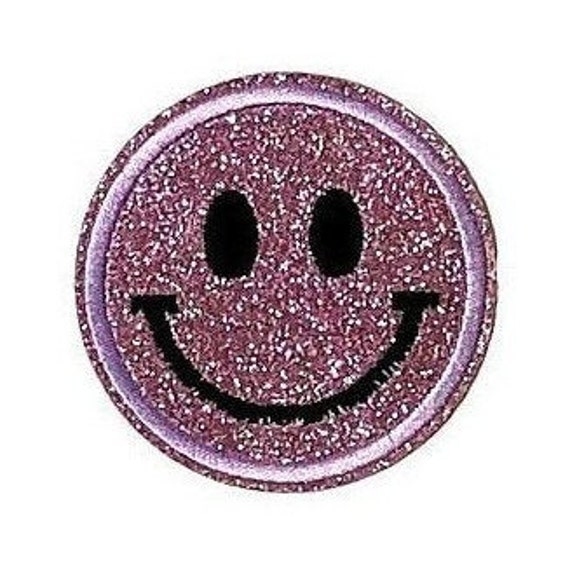 Purple Sparkly Smiley Face Star Iron On Applique Patch Appliques ...