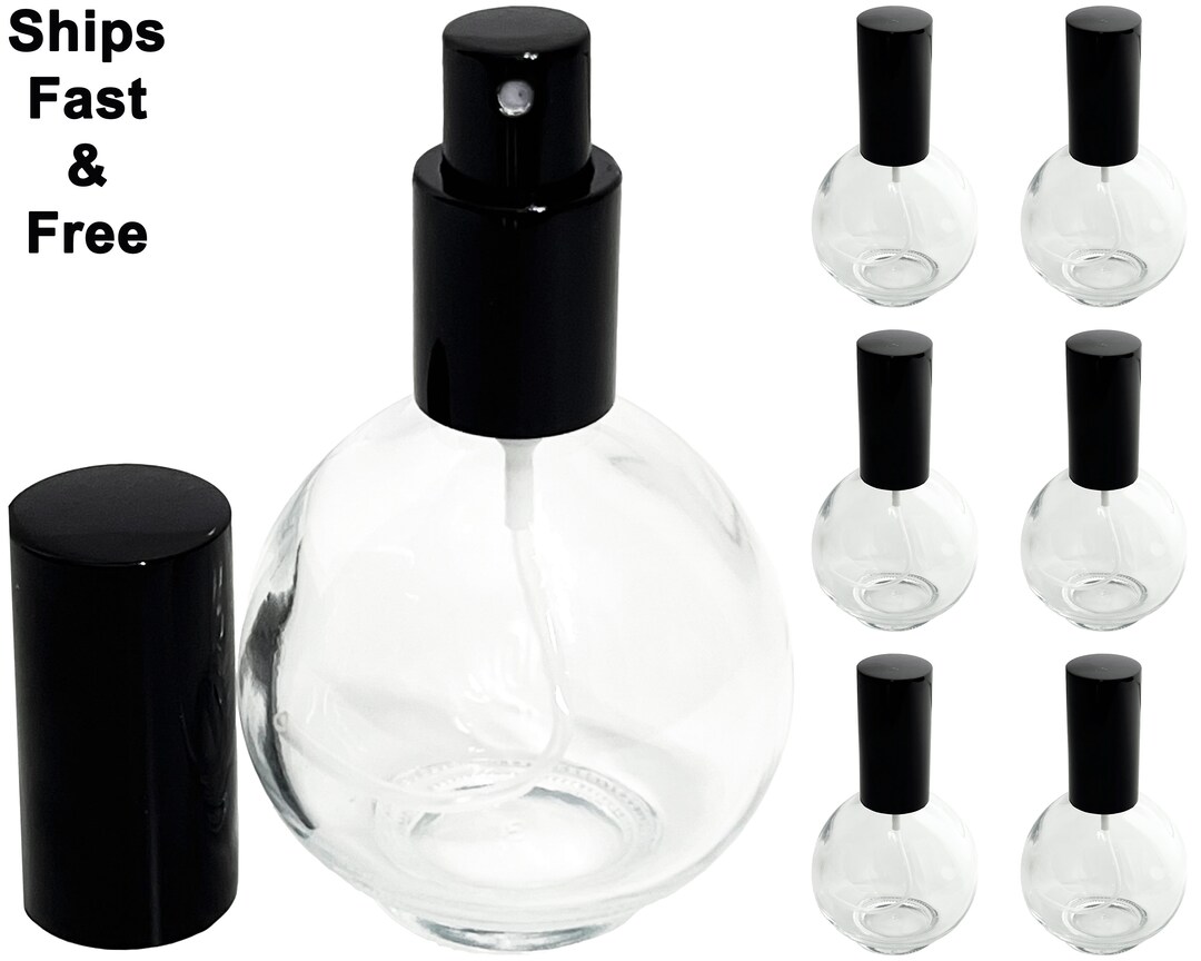 75ml 2.5 Oz Refillable Empty Sphere Glass Perfume Bottles Black ...