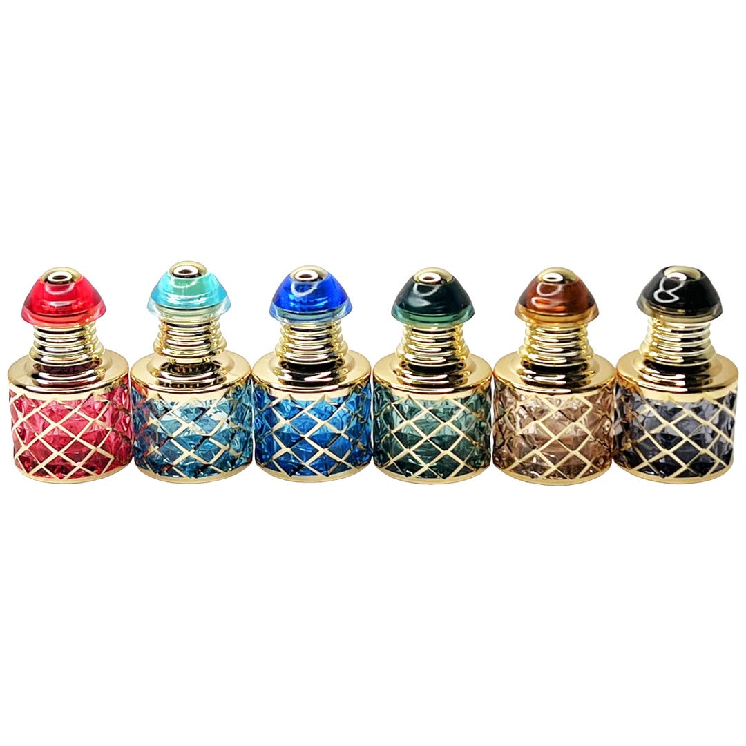 8ml Colored Glass Uv Gold Attar Perfume Oil Bottles Dipstick Lot of 6 ...