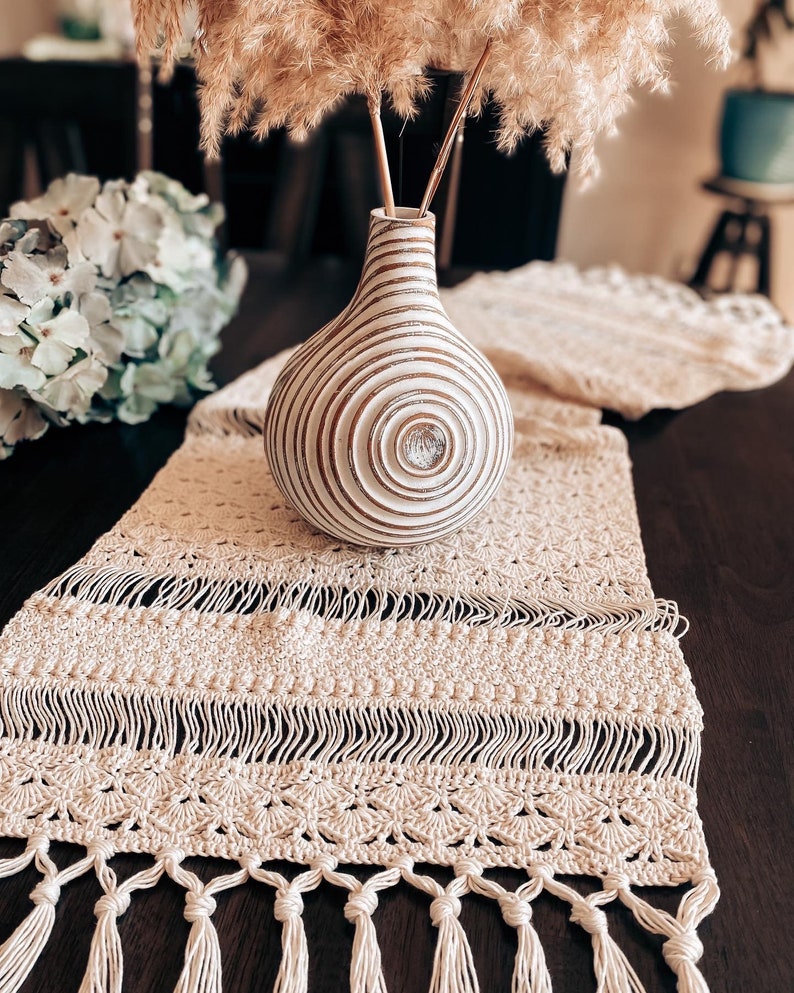 Boho Crochet Table Runner Pattern: Macrame Style (PDF Download) - Etsy