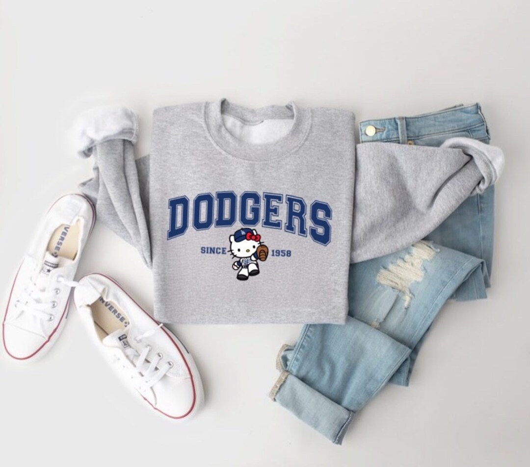 Blue Dodger Kitty Crewneck Sweater - Etsy