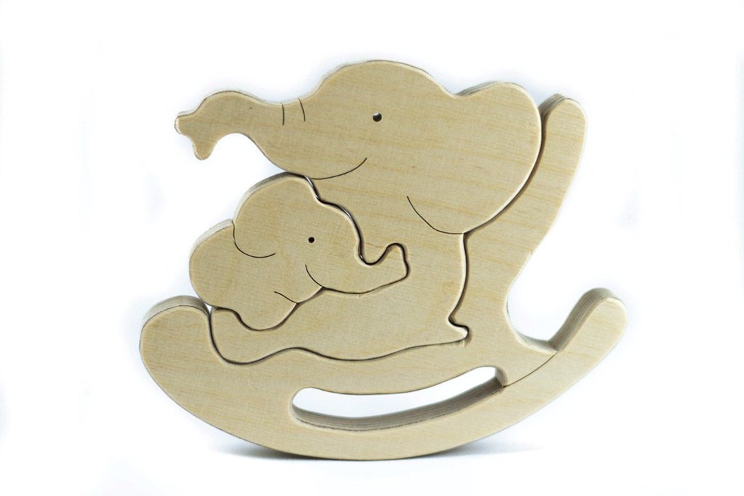 Wooden Puzzle Elephant Rocking Chair - Etsy