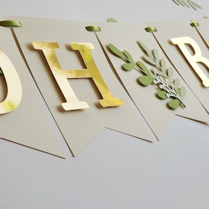 Greenery Baby Shower Banner, Green Gold Ivory Decorations - Etsy