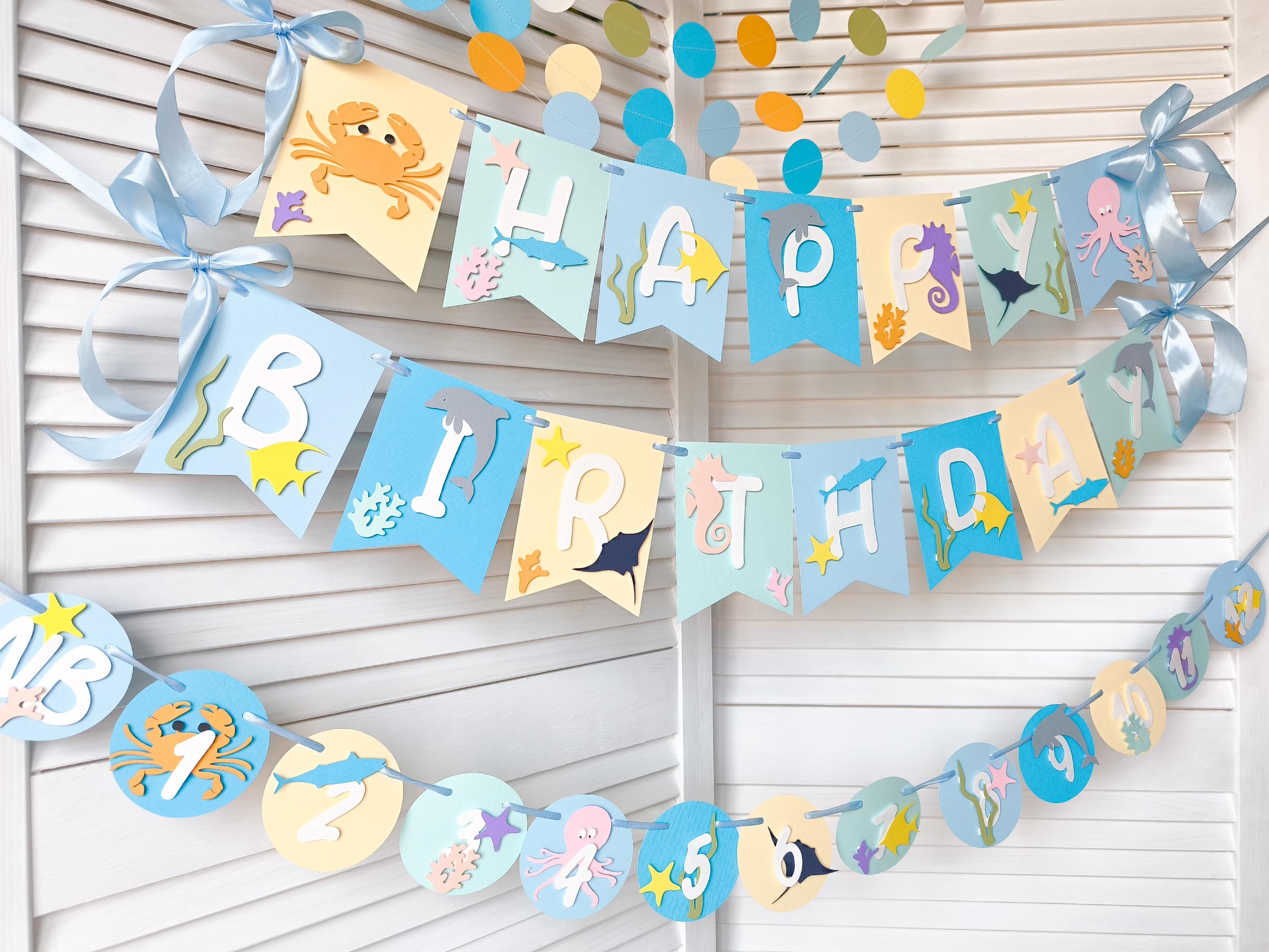 Sea Animals Birthday Banner, Ocean Theme Birthday, Sea Kids Party ...