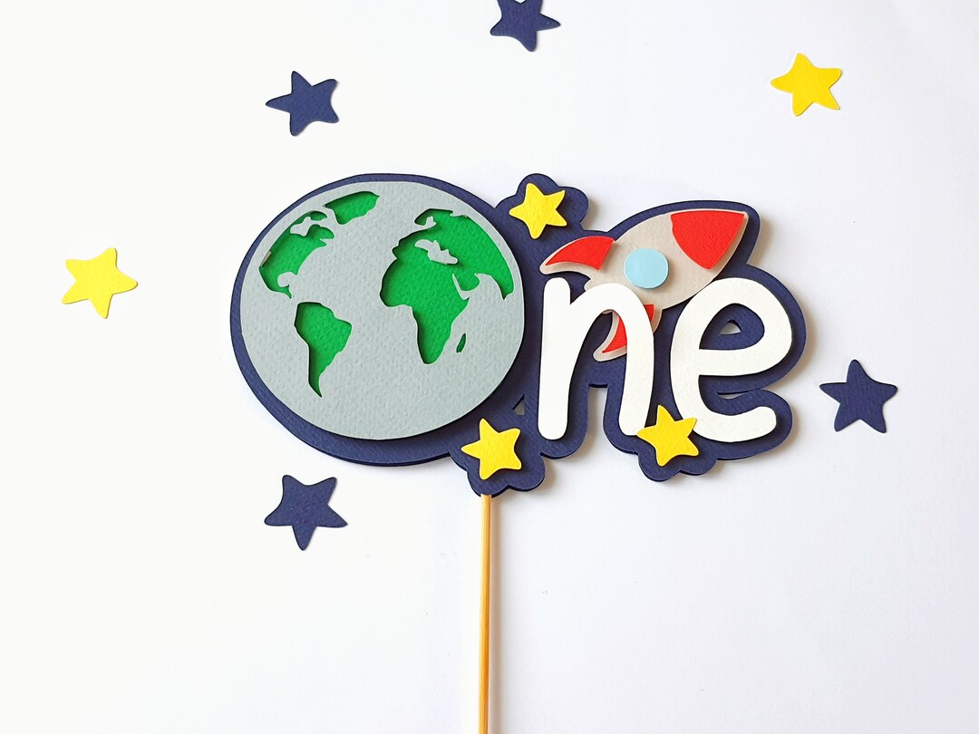 Outer Space Planets Cake Topper, First Trip Around the Sun Birthday ...