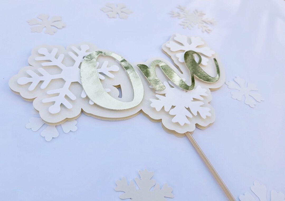 Winter Snowflake Cake Topper, Ivory White Gold, First Birthday - Etsy