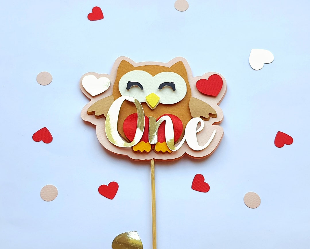 Owl Birthday Cake Topper, Sweetheart 1st Birthday Decorations ...
