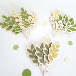 Greenery Cupcake Toppers, Green Gold 1st Birthday Decoration - Etsy