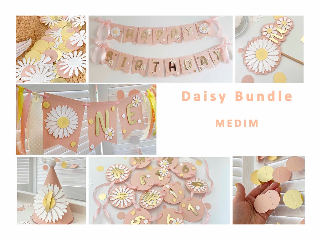 Daisy 1st Birthday Bundle, Floral Birthday Decorations - Etsy