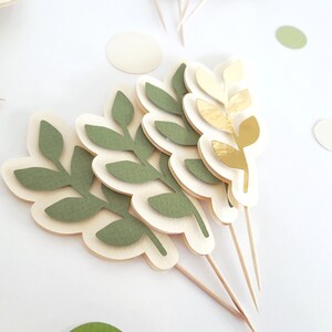 Greenery Cupcake Toppers, Green Gold 1st Birthday Decoration - Etsy