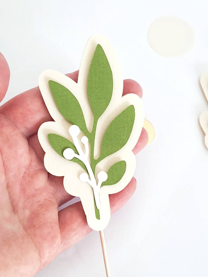 Greenery Cupcake Toppers Green Gold 1st Birthday Decoration | Etsy