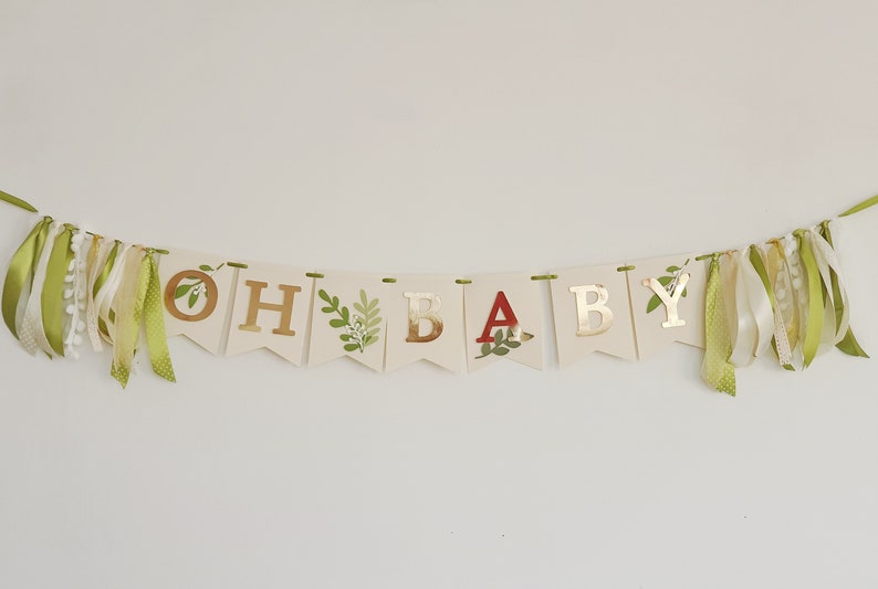 Greenery Baby Shower Banner, Green Gold Ivory Decorations - Etsy