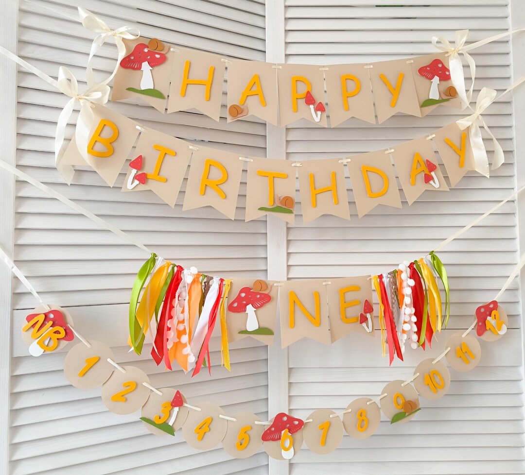 Mushroom 1st Birthday Banner, Toadstool Decoration, One Fungi ...