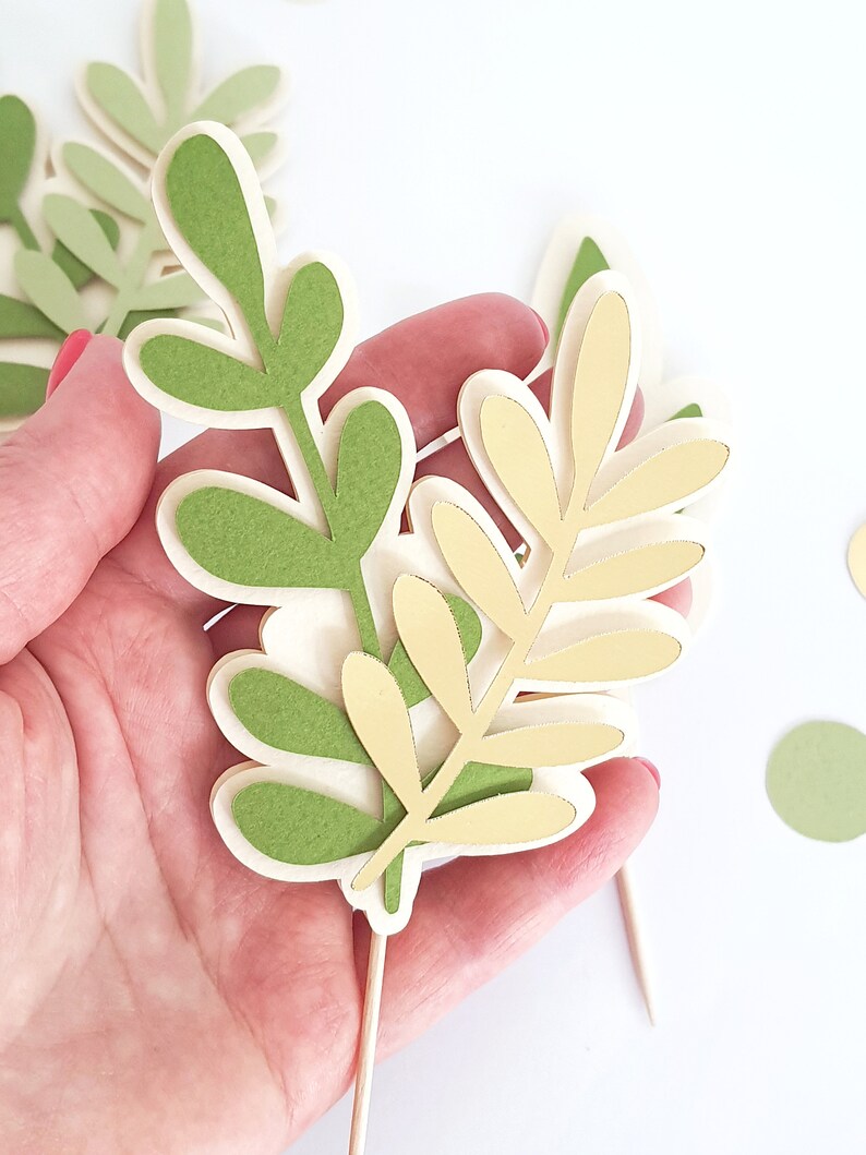 Greenery Cupcake Toppers Green Gold 1st Birthday Decoration | Etsy