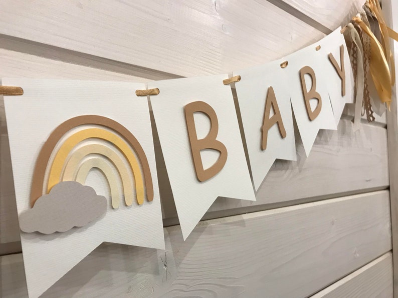 Boho Rainbow Baby Shower Banner, Muted Colors, Ribbon Garland - Etsy