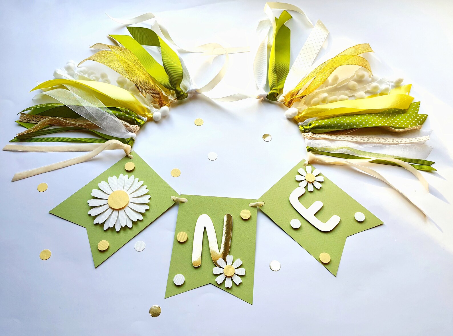 Daisy One High Chair Banner, Daisy Birthday Party Boy, ONE Floral 1st ...