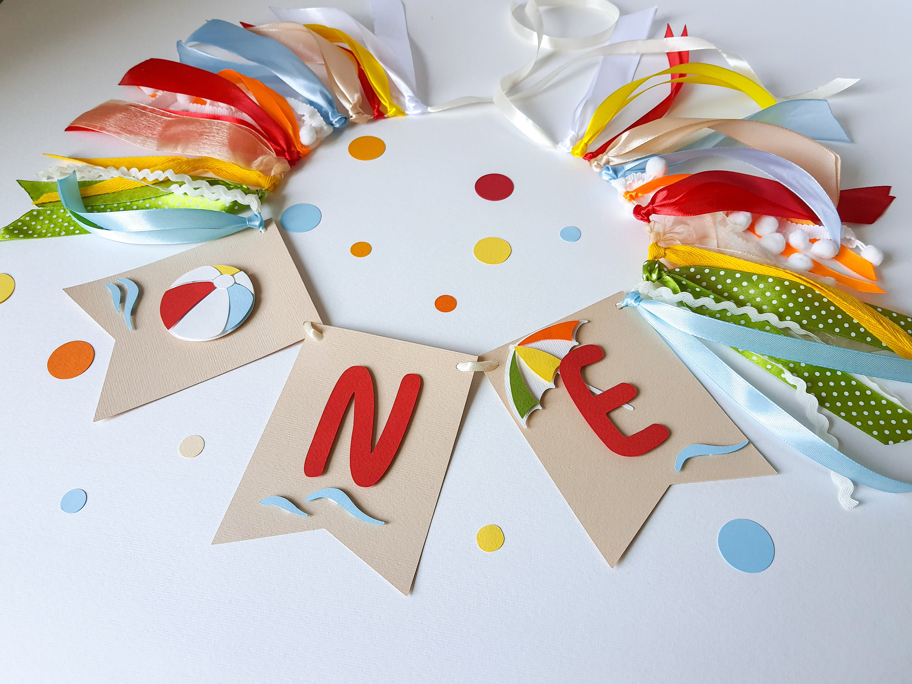 Beach Ball High Chair Banner, First Birthday Pool Party Decor - Etsy