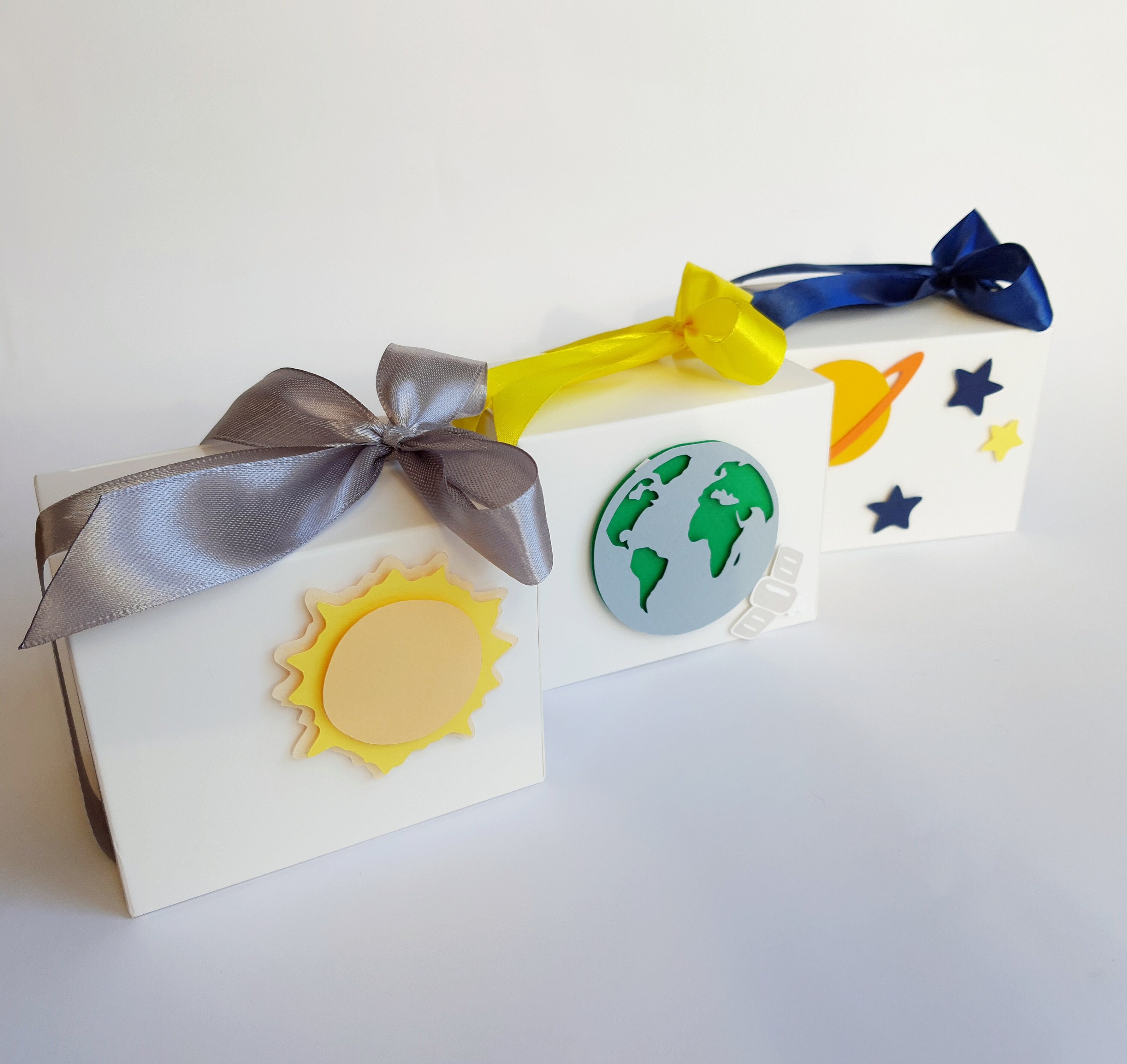 Outer Space Planets Favor Boxes, First Trip Around the Sun Birthday ...