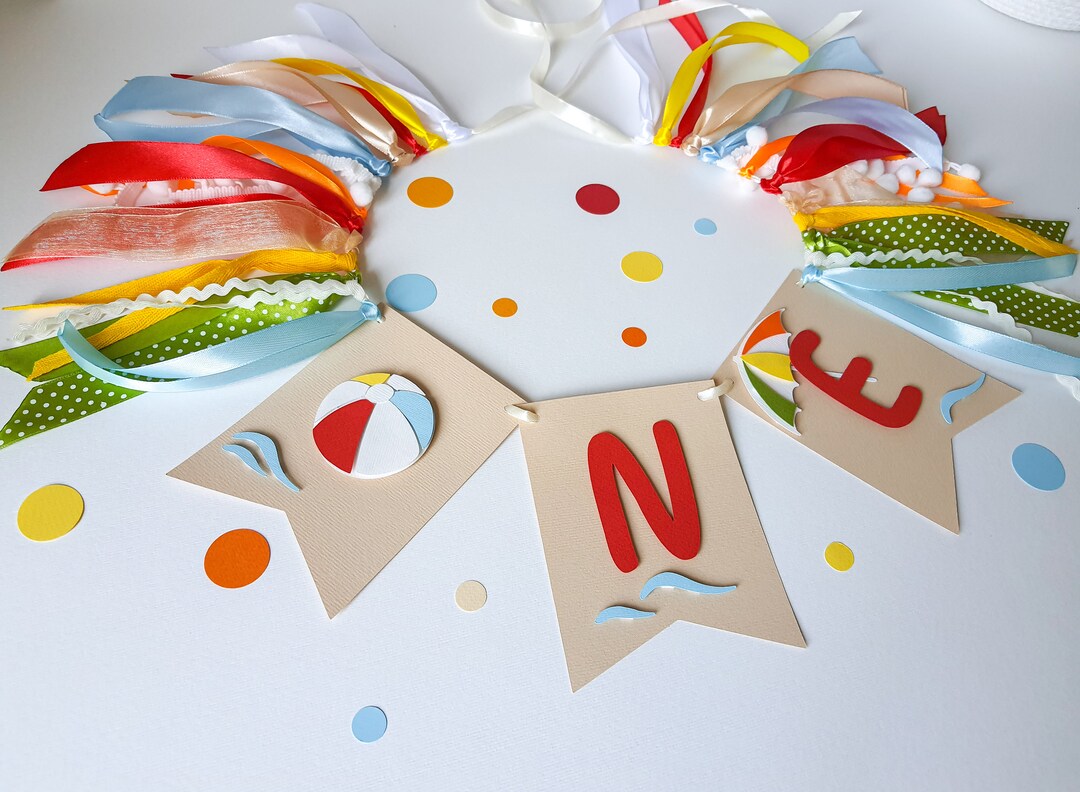 Beach Ball High Chair Banner, First Birthday Pool Party Decor - Etsy