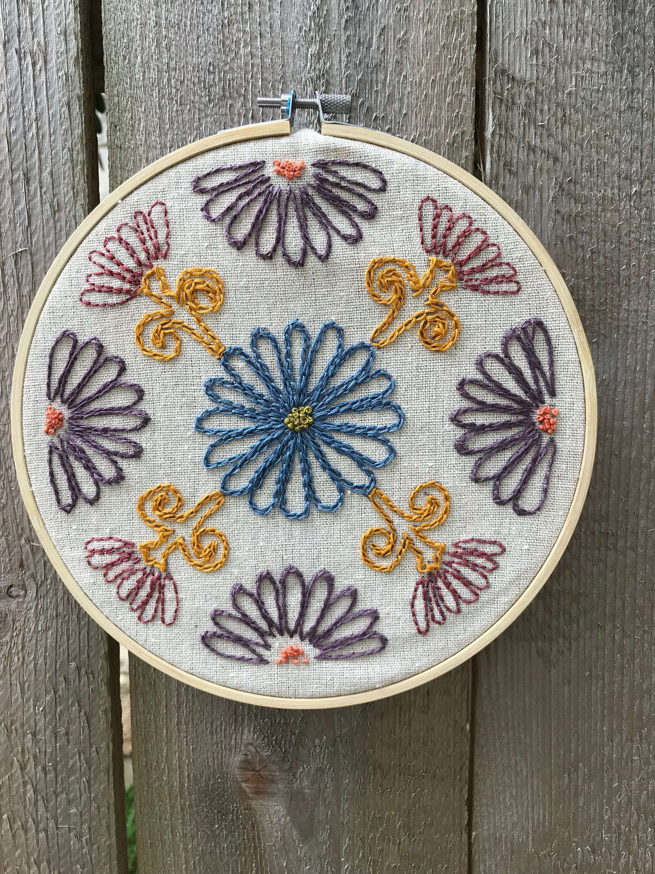 Daisy Mandala Hand Embroidery Hoop Art PDF Pattern | Hand Embroidery ...
