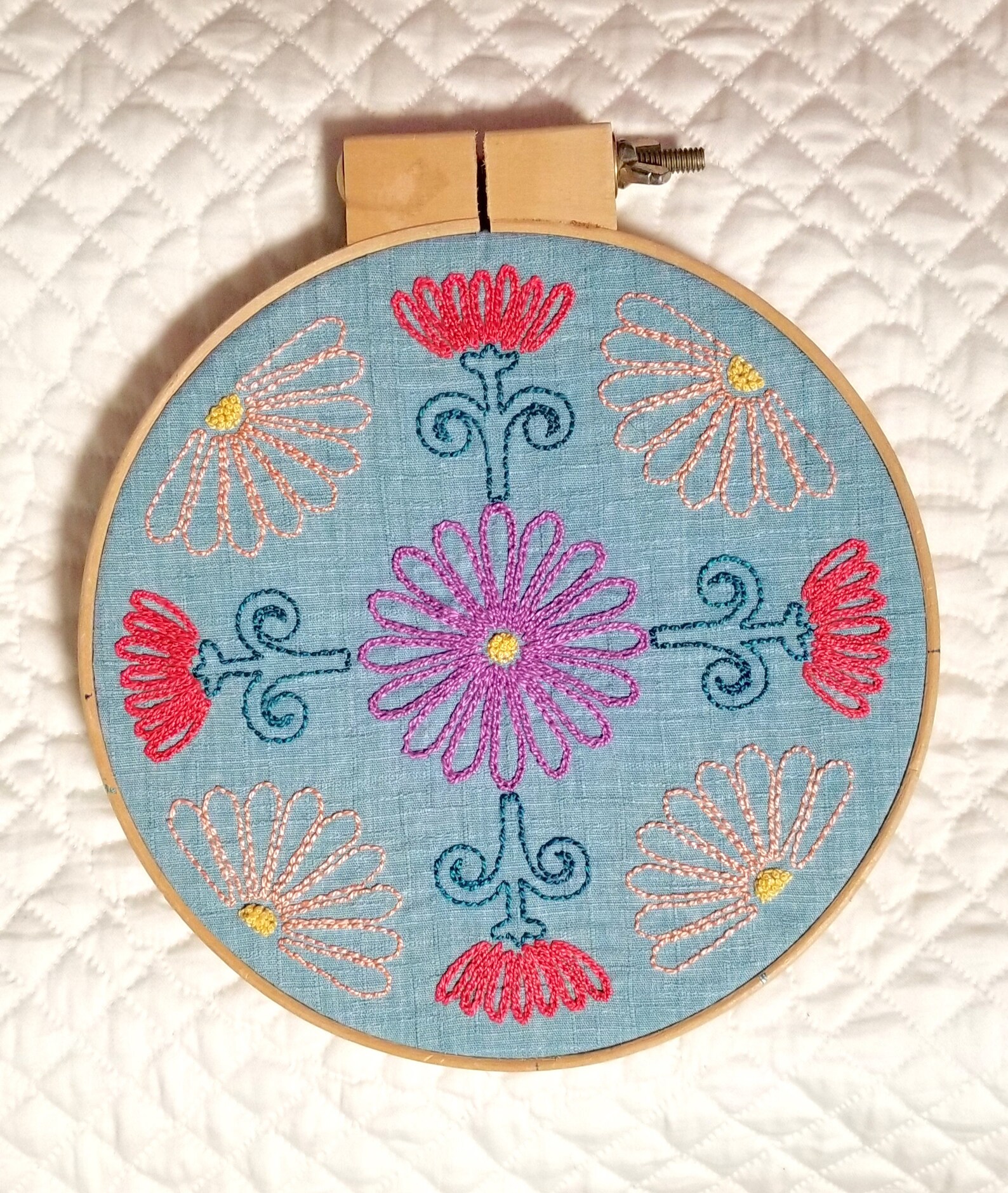 Daisy Mandala Hand Embroidery Hoop Art PDF Pattern | Hand Embroidery ...