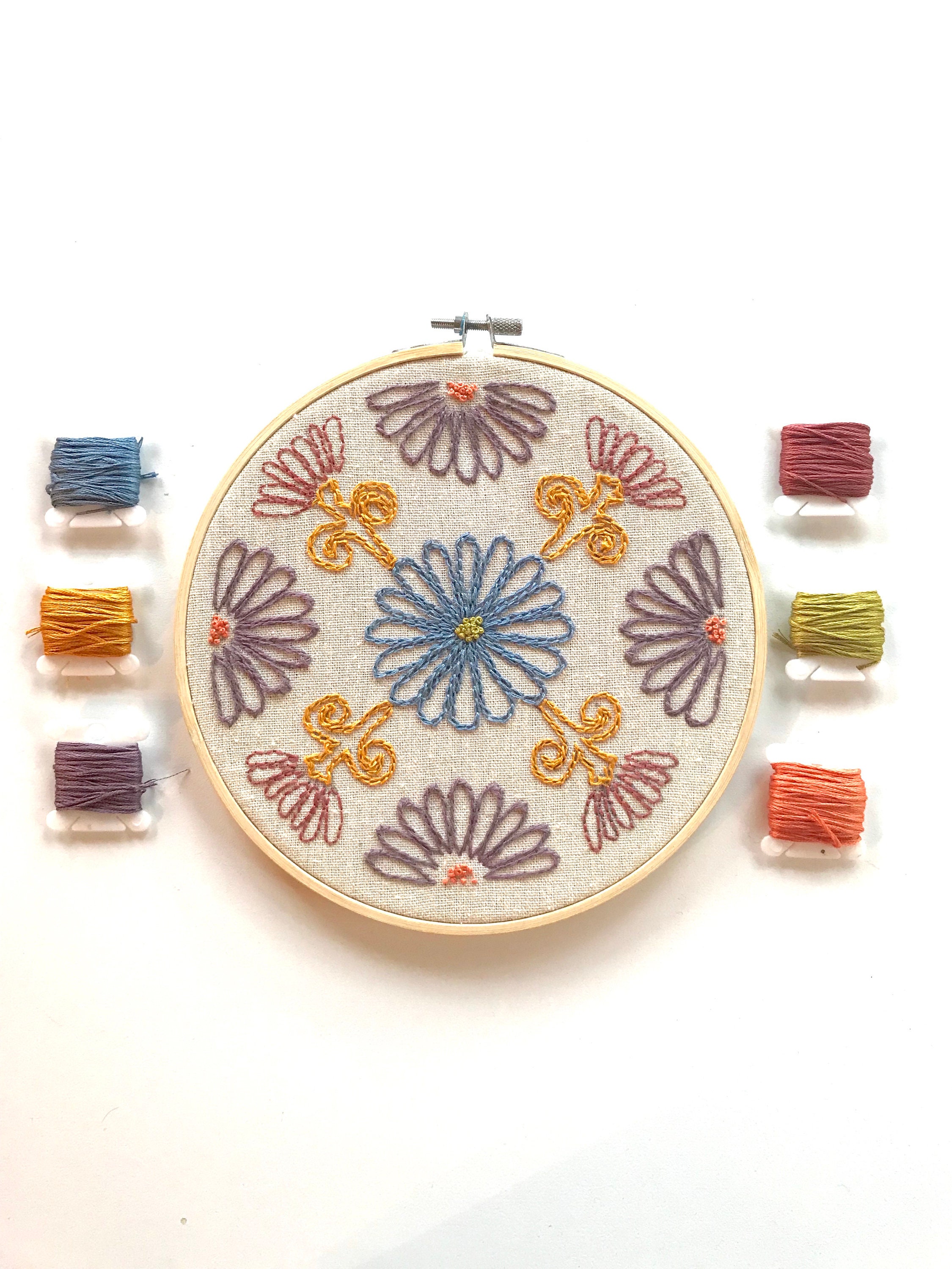 Daisy Mandala Hand Embroidery Hoop Art PDF Pattern | Hand Embroidery ...