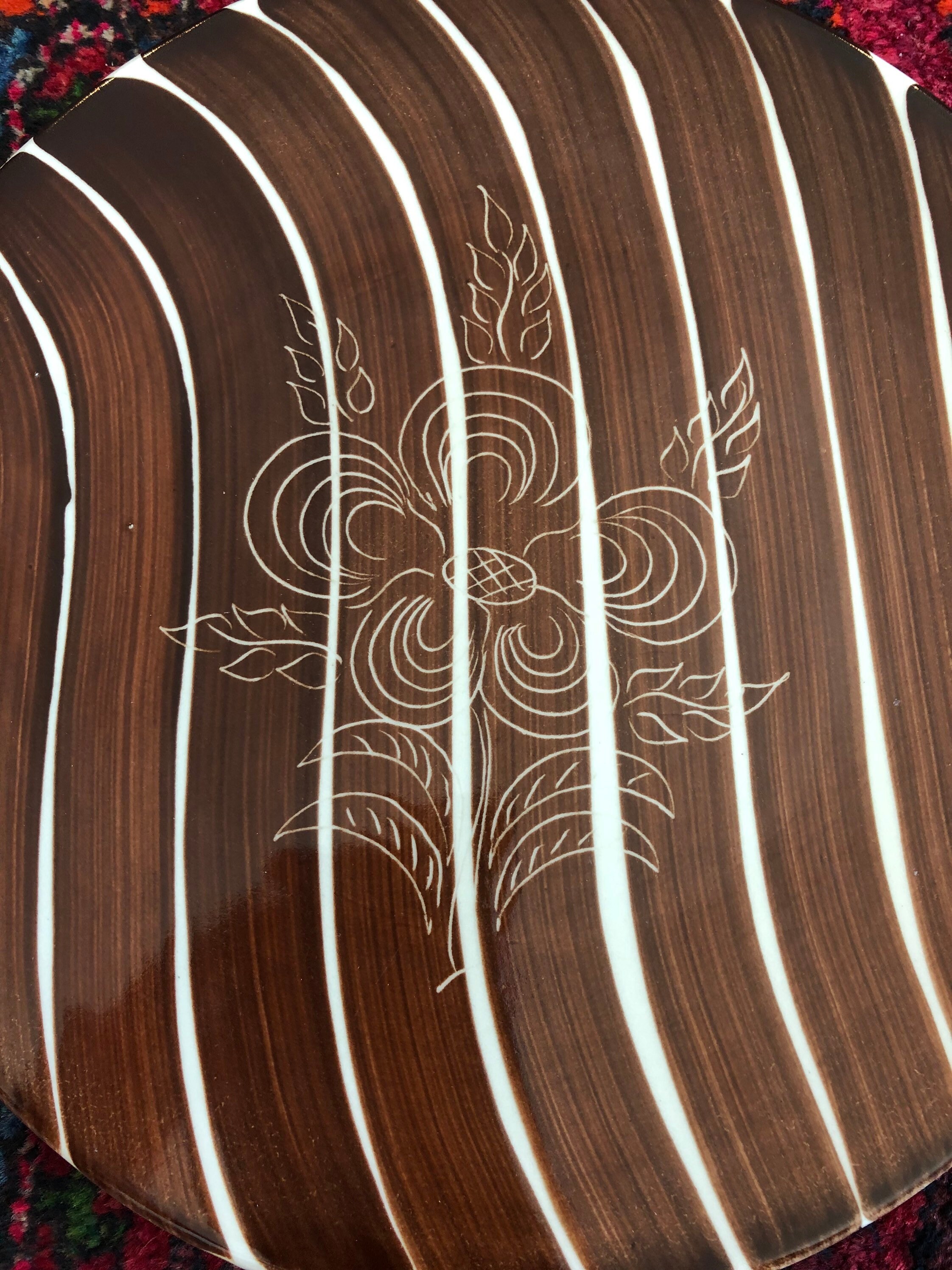 Vintage Purinton Slip Ware Brown Intaglio Serving Platter - Etsy