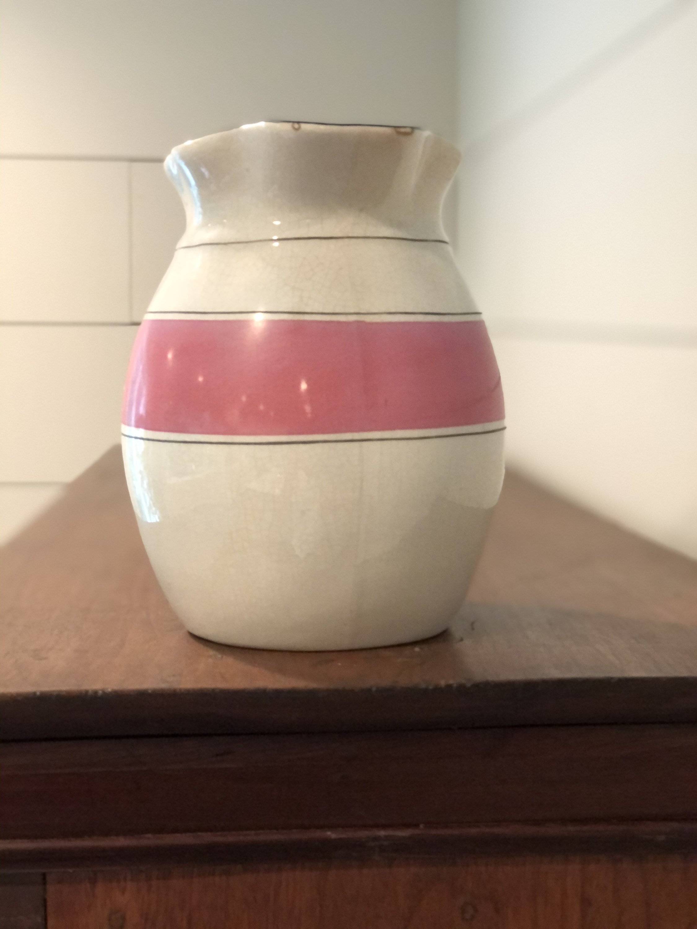 Vintage Antique Cream Pitcher With Thick Pink Stripe and Thin - Etsy